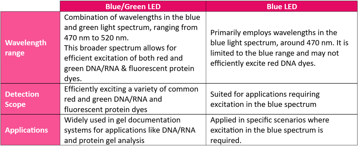 Lighting the way: exploring Blue/Green LED for safe gel documentation